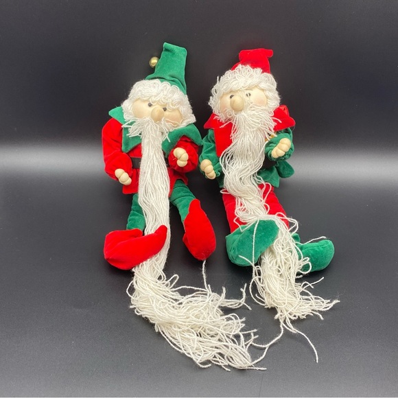 Holiday | Vintage Elf Pixie Plush Figurine Long Bearded Set Of 2 | Poshmark